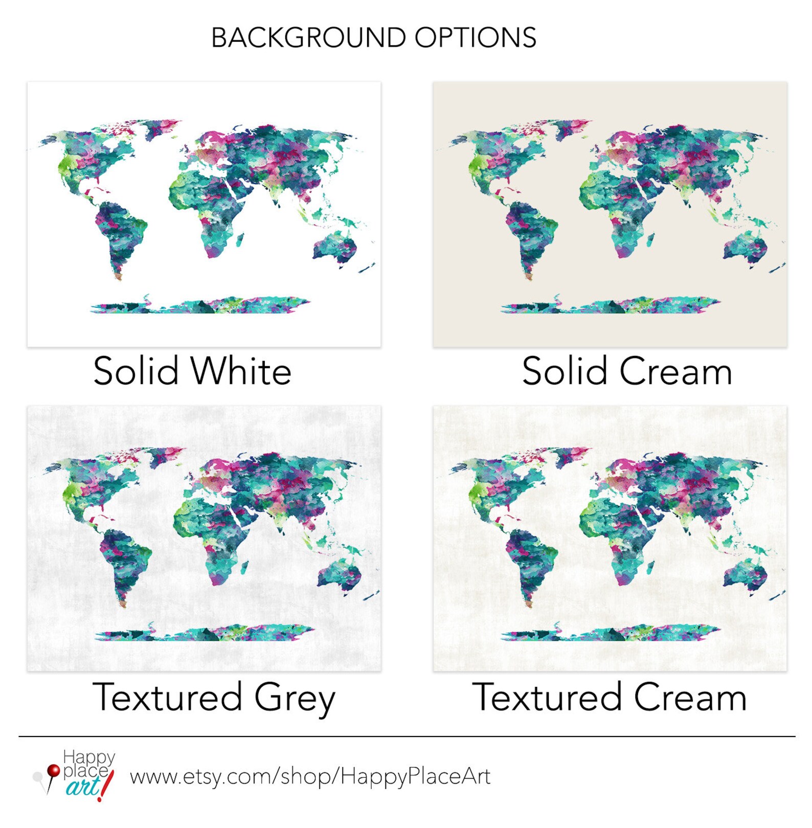 Teal world map World Map World Map Poster Large World Map | Etsy