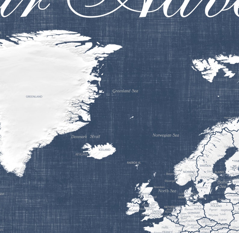 World Map Muted Tones Large World Map Map With Cities City | Etsy