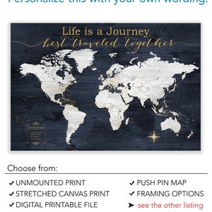 World Map Gift, Personalized Text, Customized Anniversary Gift for ...