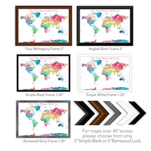 Pretty World Map, Pink and Blue, Large Colorful Wall Art, Personalized ...