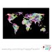 Funky World Map, Pink and Purple World Map. Bright Color World Map ...