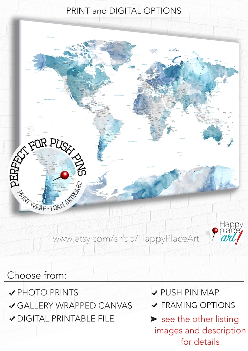 Soft Color Print Highly Detailed Map Cities and State Names | Etsy