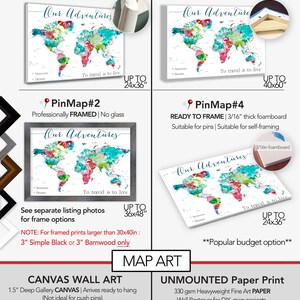 Our Adventures Travel World Map Wall Art, Push Pin Maps, Large World ...