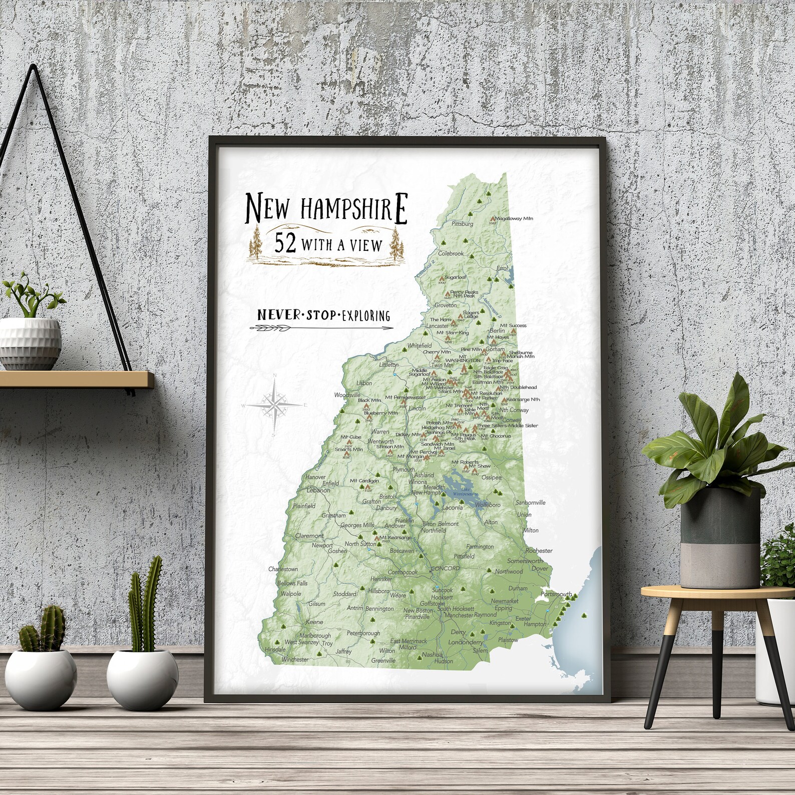 Push Pin Map New Hampshire State Parks and 52 With a View - Etsy