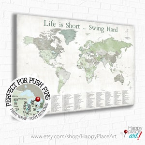 World's Top 200 Golf Courses Push Pin Map, Top 100 USA Courses & 100 ...