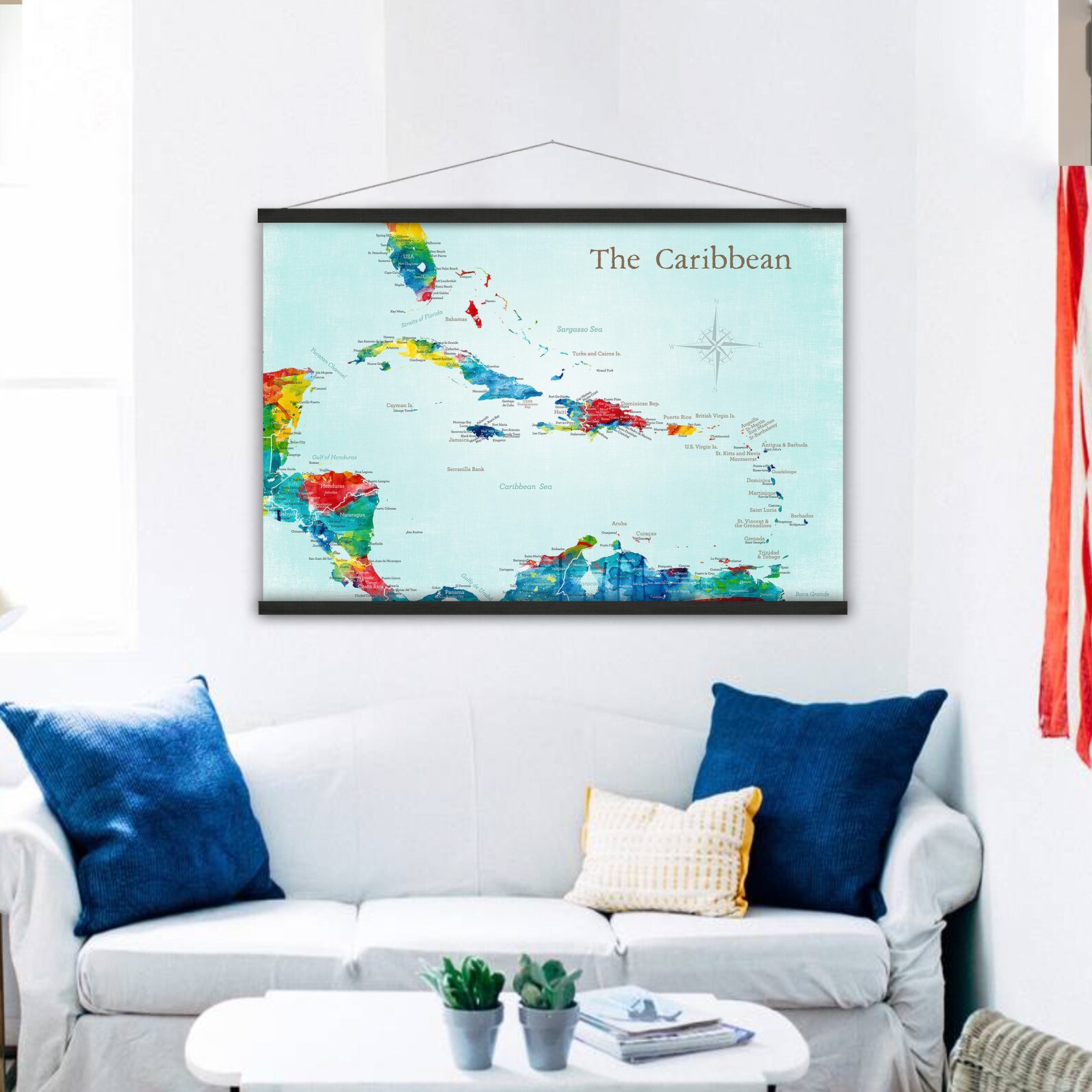 Any Title - Personalized Sailing Map, Detailed Caribbean Map, Gift ...