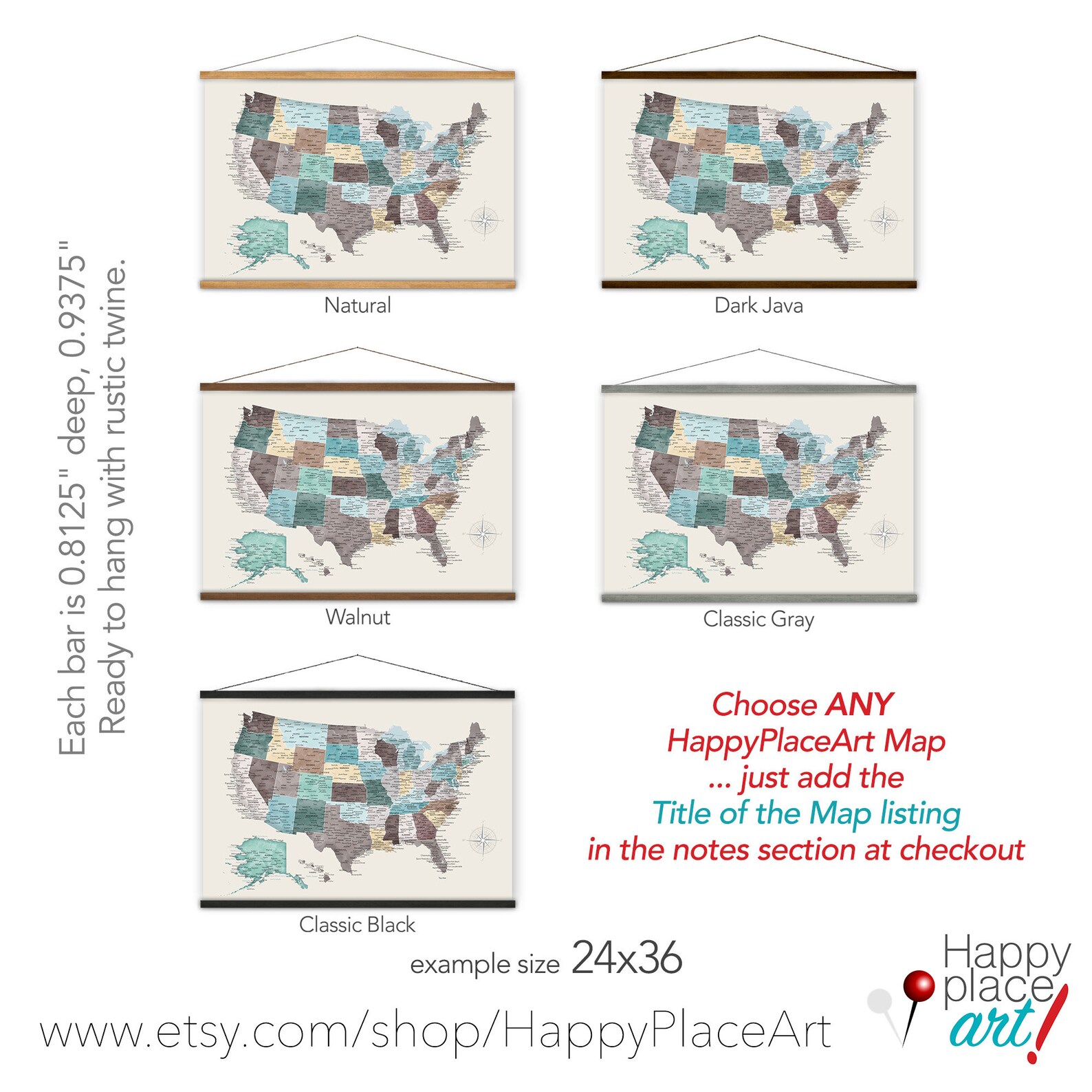 Simple Large US Map on Canvas USA Wall Map With Frame Design - Etsy