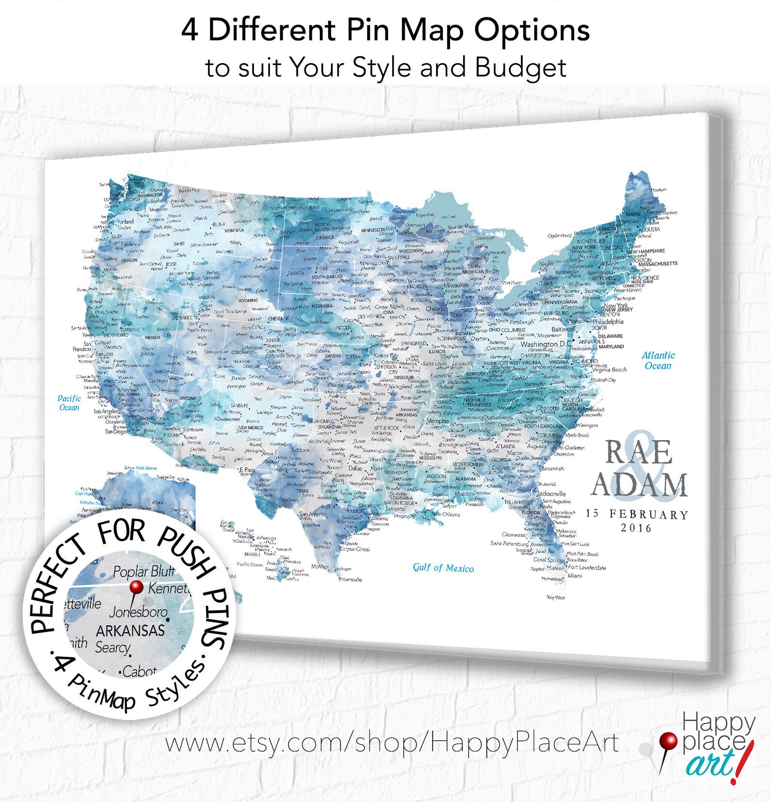 Personalized Map Gift for Husband Detailed USA With Cities & - Etsy