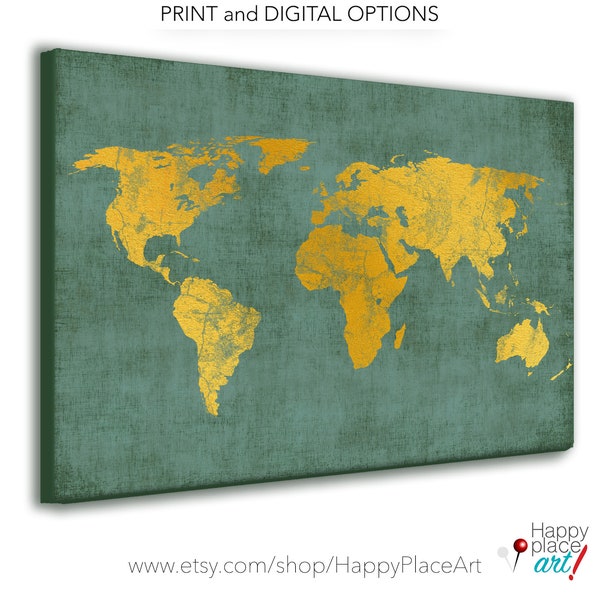 Gold Foil World Map - Etsy