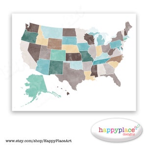 Custom USA Map, Great as Wedding Map, Large Travel Map, Canvas Wall Art ...