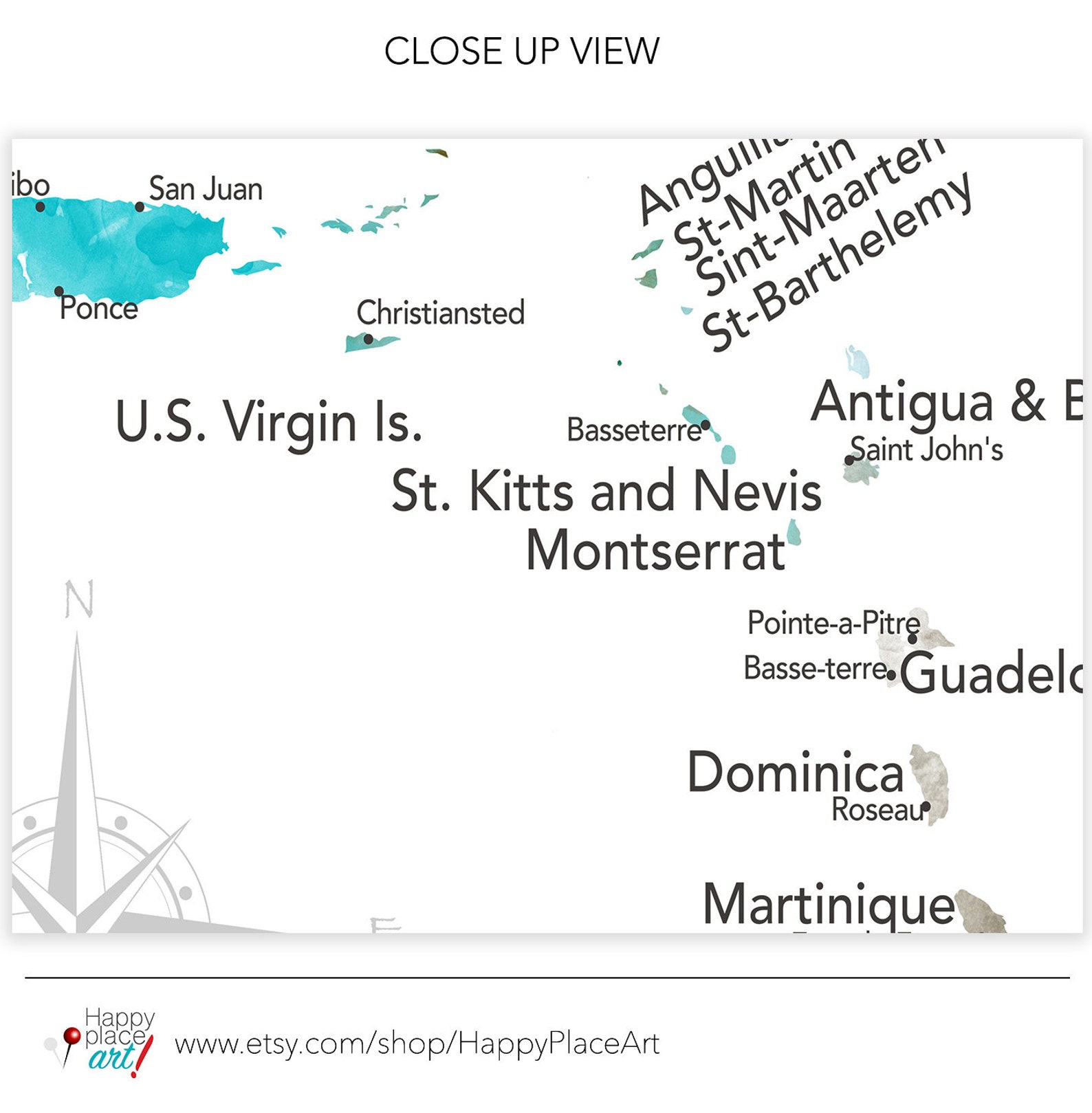Custom Caribbean Map Incl Optional Personalized Title and - Etsy