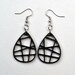 Wood Earrings Black Stained Grid Pattern Teardrop Shape | Etsy