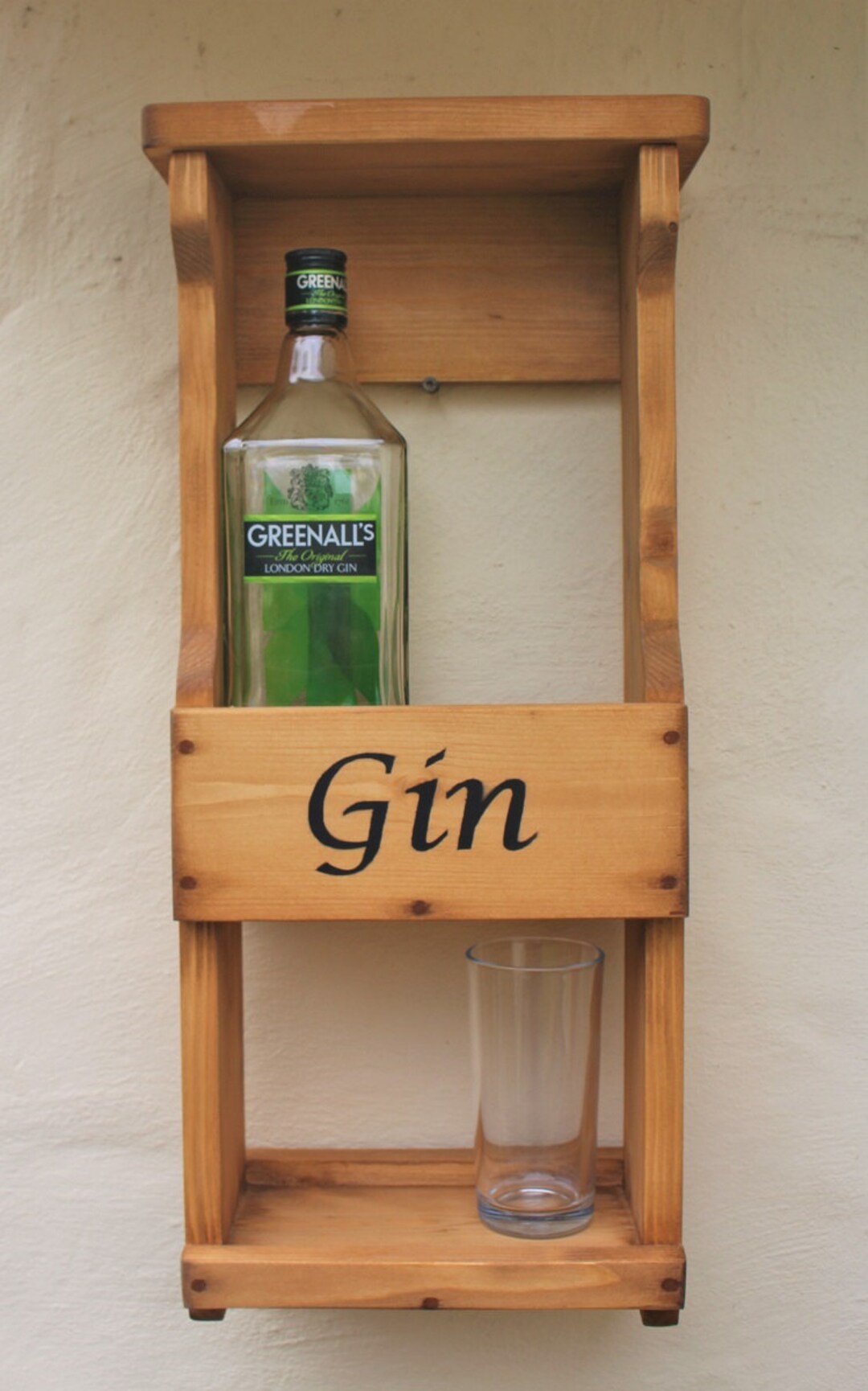 Handmade Rustic Gin Rack in a Mid Oak Stain Made From Recycled or Fsc ...