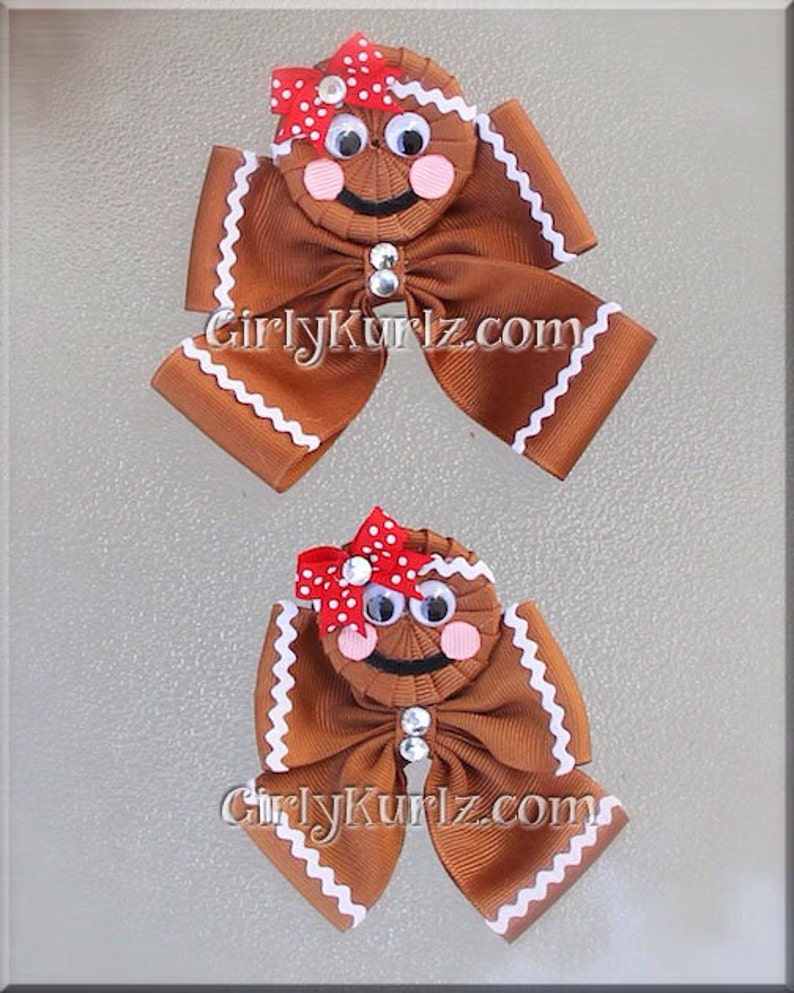 Gingerbread Hair Bow Christmas Hair Bow Gingerbread Man Hair - Etsy