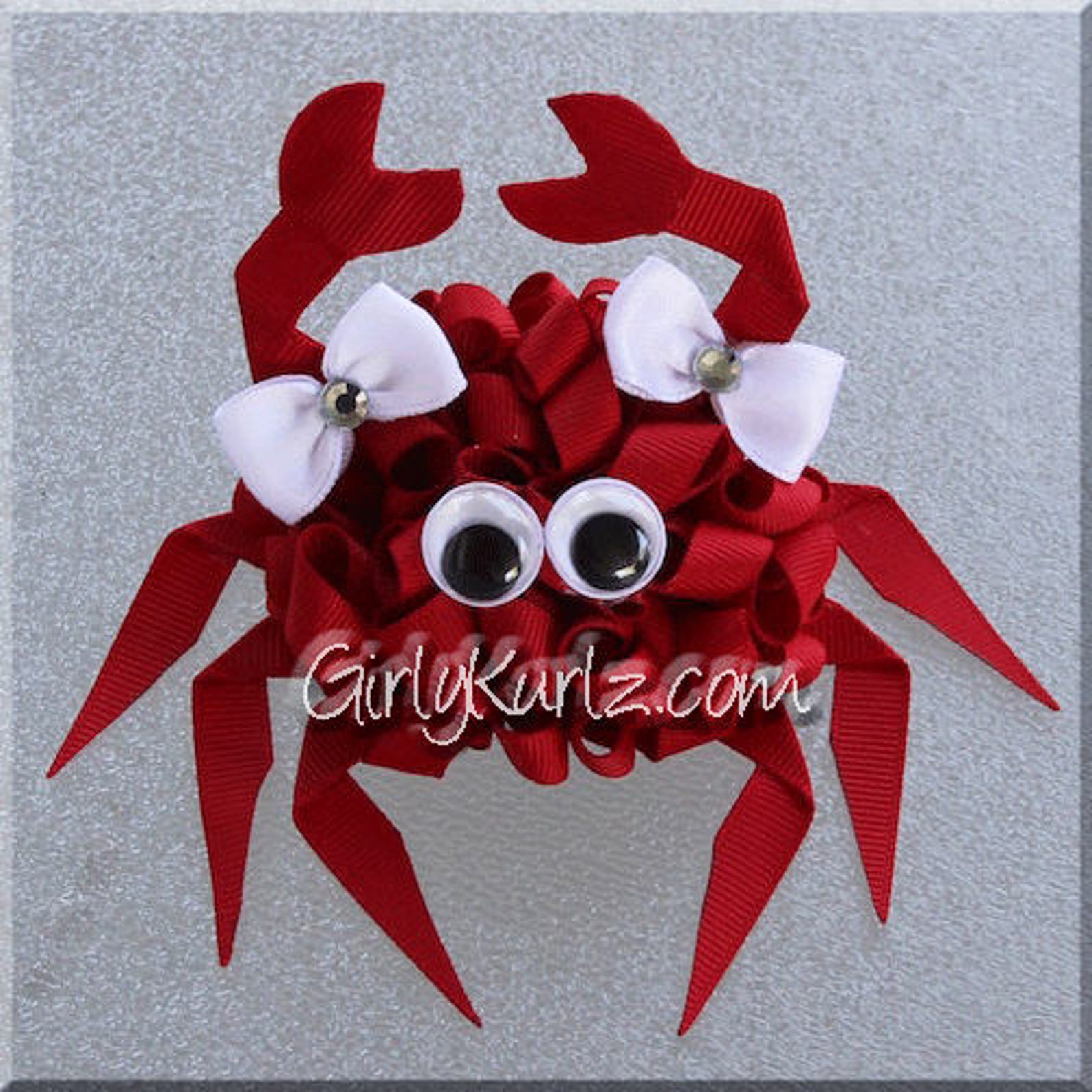 Crab Hair Bow Crab Hair Clip Crab Ribbon Sculpture Beach - Etsy