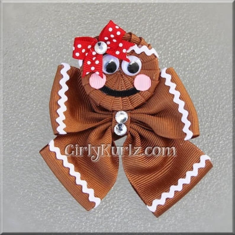 Mini Gingerbread Hair Bow Christmas Hair Bow Gingerbread - Etsy
