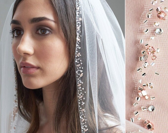 Gold Trim Drop Veil - Etsy