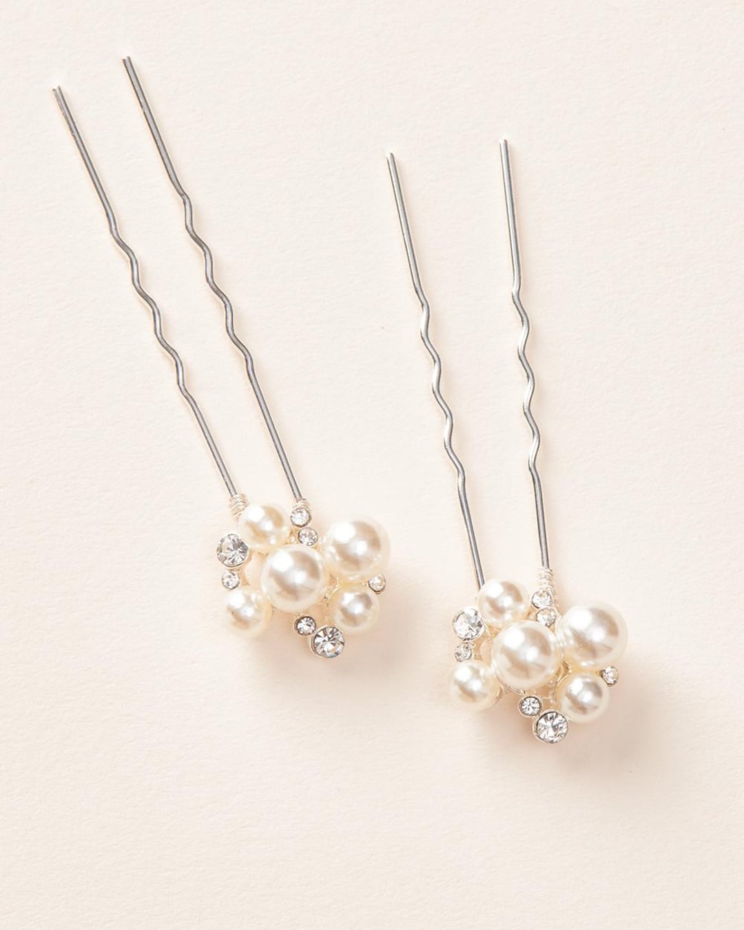 Set of 2 Delicate Pearl and Crystal Bridal Hair Pins • Wedding ...