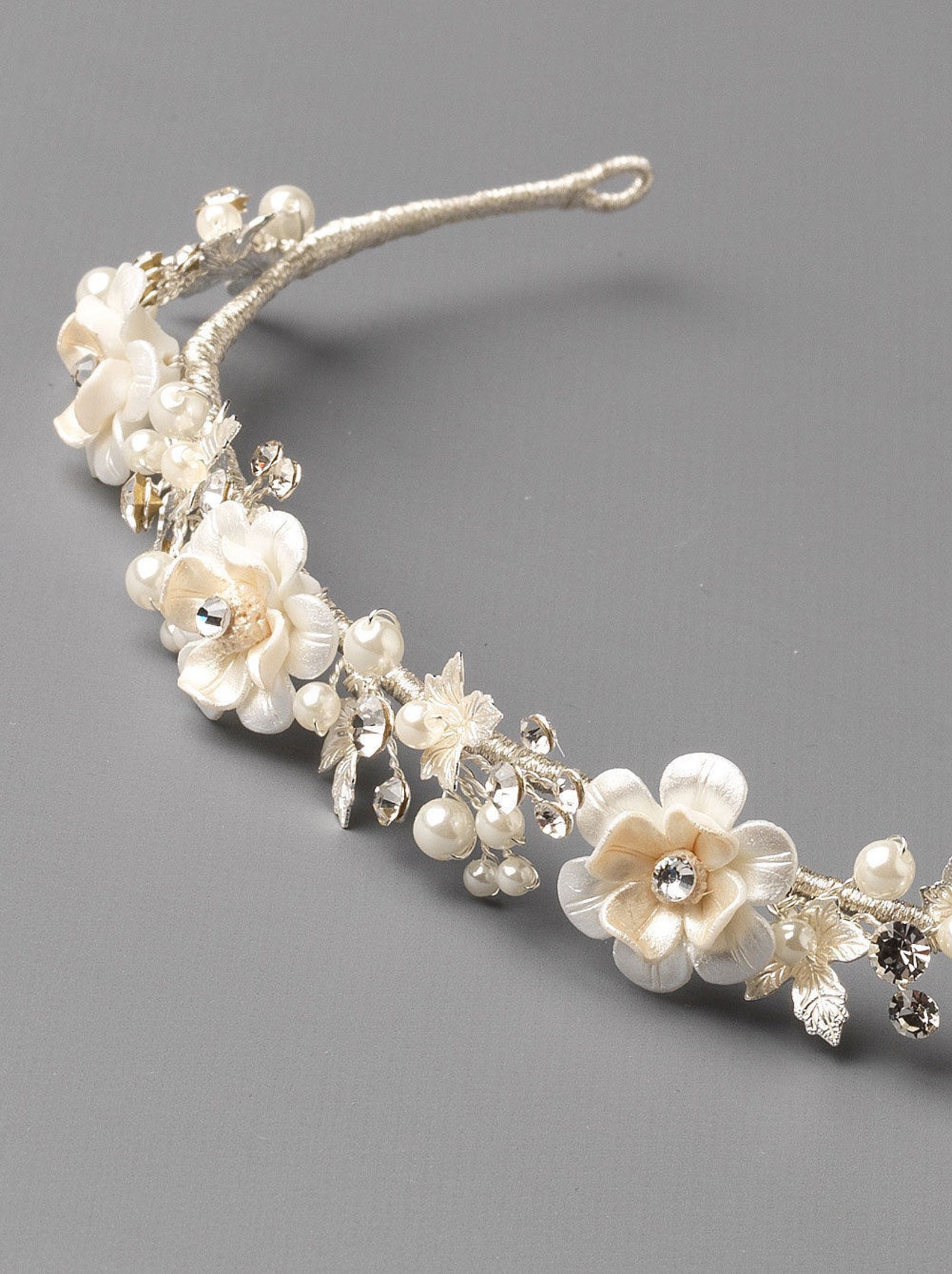 Floral Bridal Headband Flower Wedding Headband Pearl Bridal Etsy