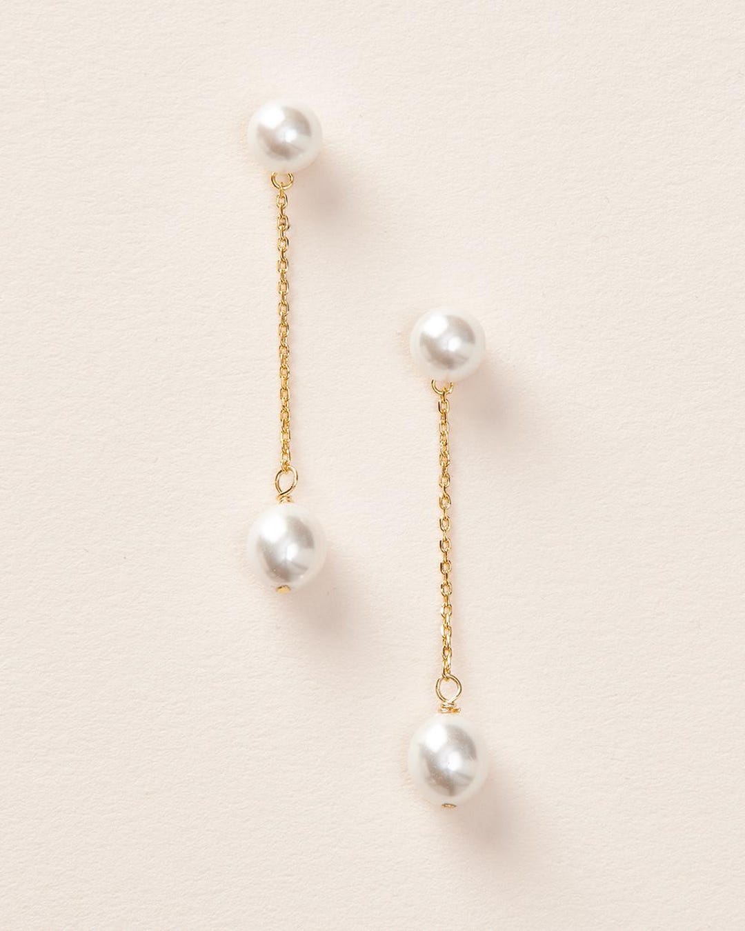 Pearl Chain Dangle Earrings • Pearl Dangle Earrings • Pearl & Chain ...