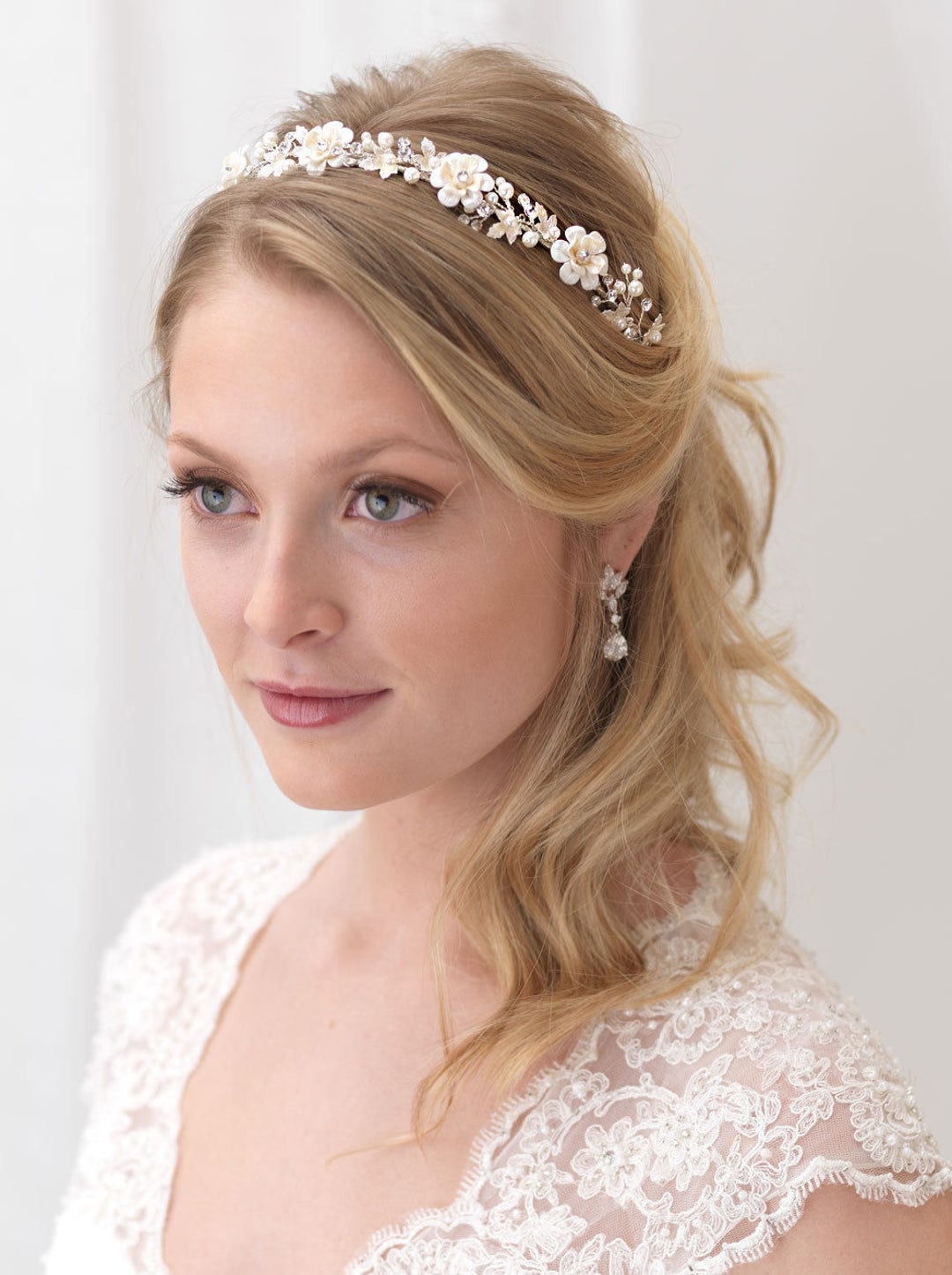 Floral Bridal Headband Wedding Headband Pearl Bridal Headband Pearl