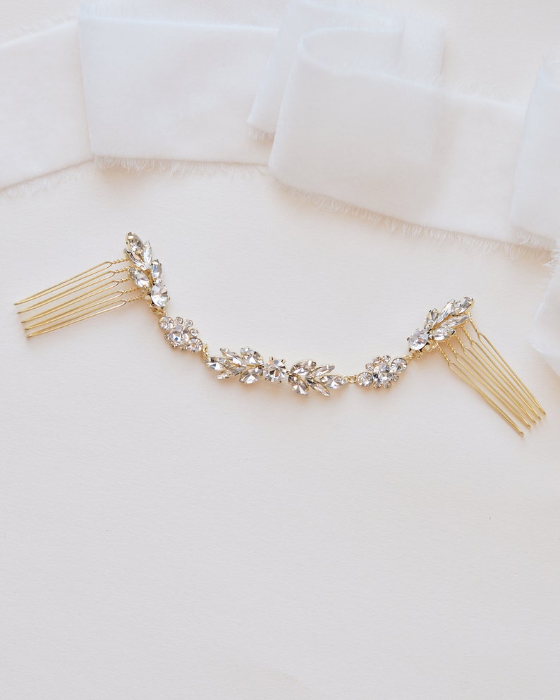 Bridal Rhinestone Comb Wedding Floral Hair Accessory | Etsy