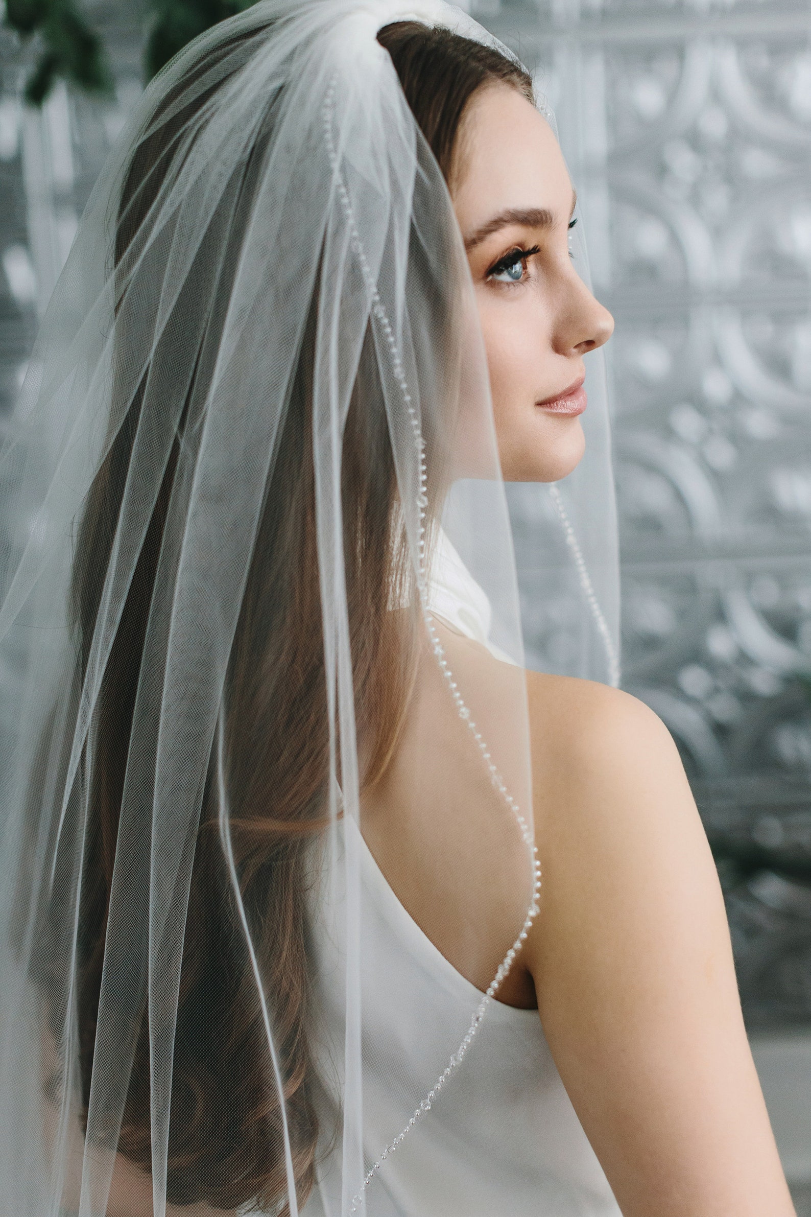 Crystal Bridal Veil Crystal Wedding Veil Crystal Edge Veil Beaded Veil ...