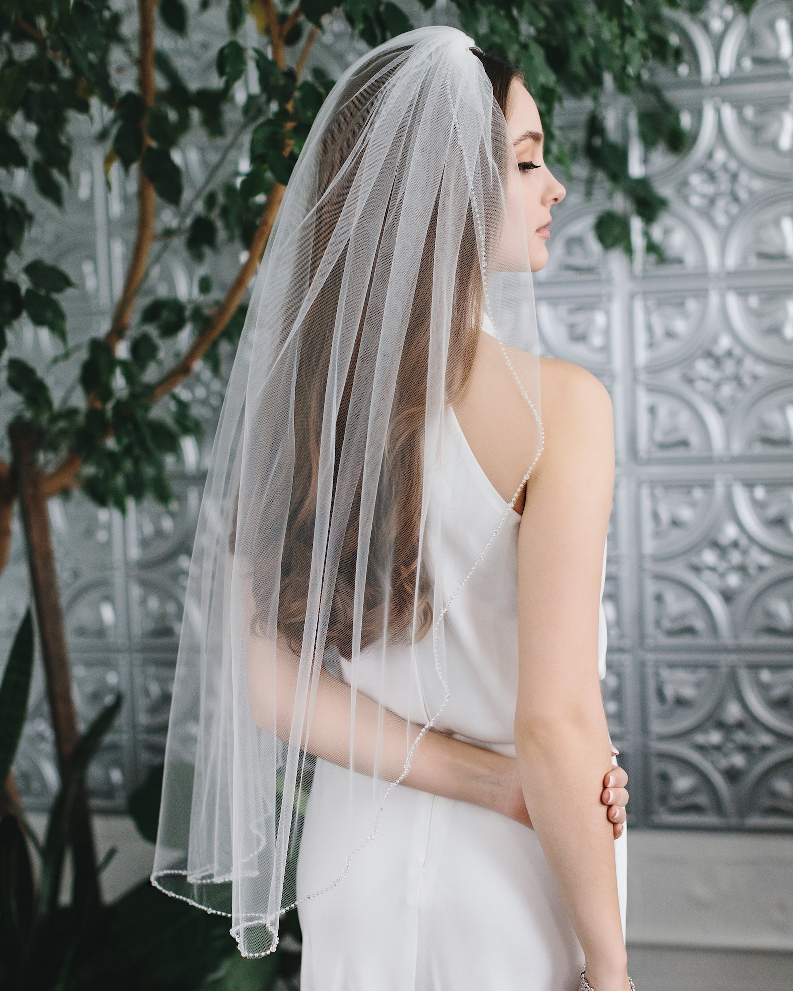 Crystal Bridal Veil Crystal Wedding Veil Crystal Edge Veil Beaded Veil ...