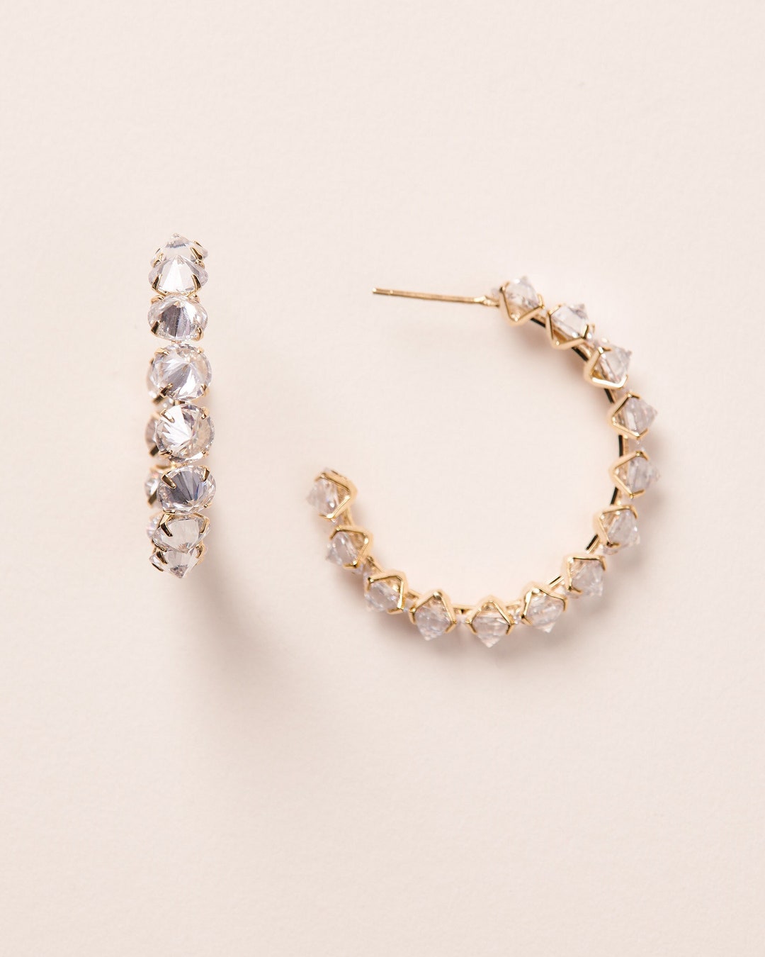 Crystal Hoop Earrings Chunky Gold Hoops Silver Hoop Earrings CZ Hoop ...