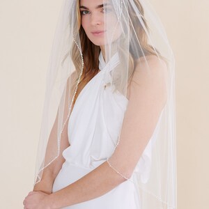 Crystal Bridal Veil Crystal Wedding Veil Crystal Edge Veil Beaded Veil ...