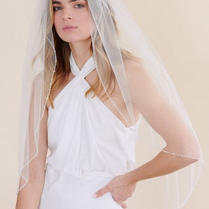 Crystal Bridal Veil Crystal Wedding Veil Crystal Edge Veil Beaded Veil ...