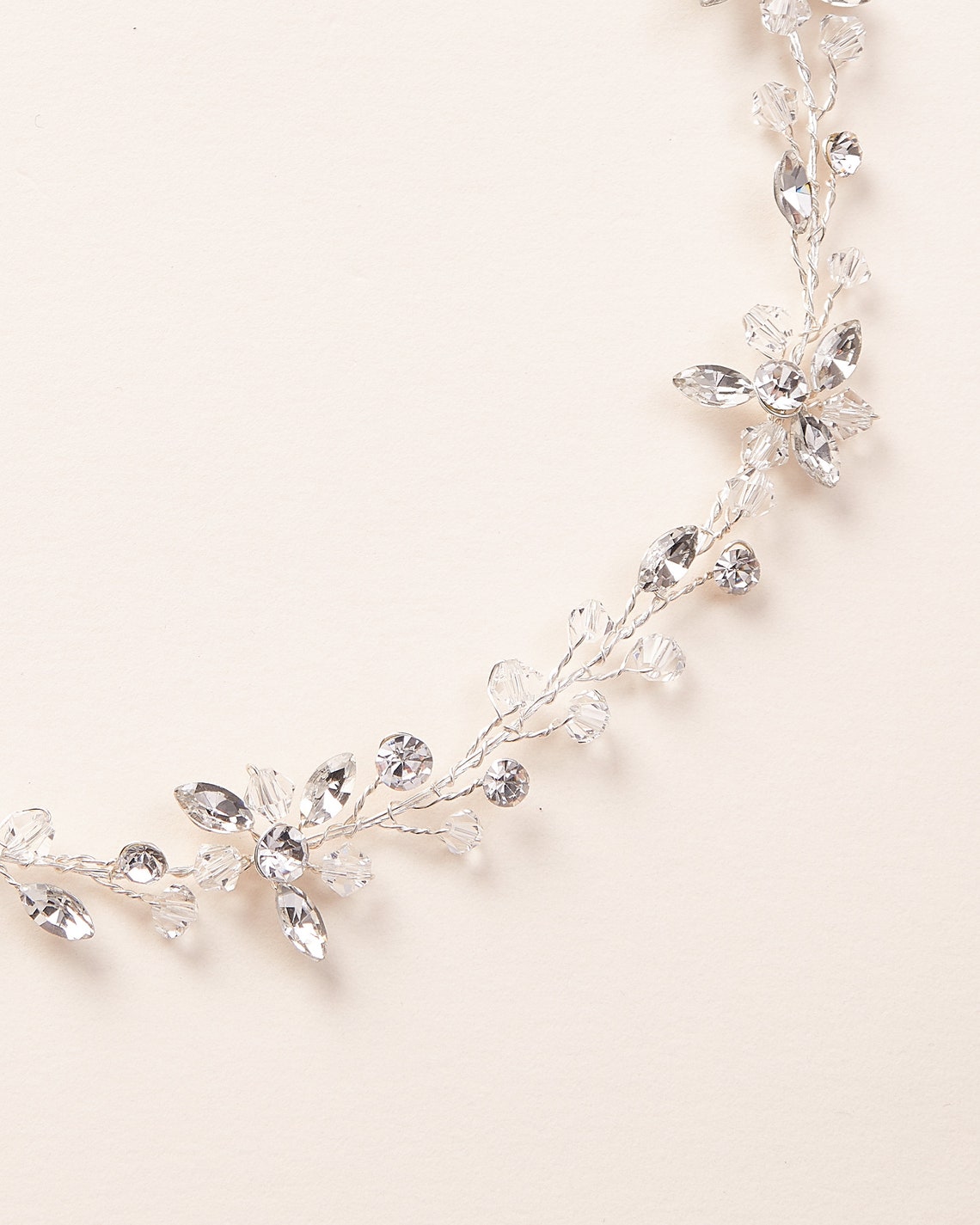 Floral Rhinestone Wedding Headband Silver Bridal Headband - Etsy