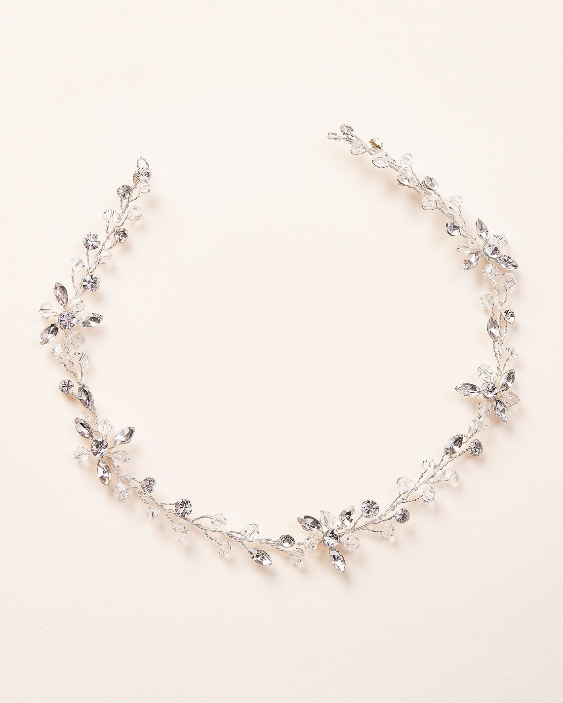 Floral Rhinestone Wedding Headband Silver Bridal Headband - Etsy