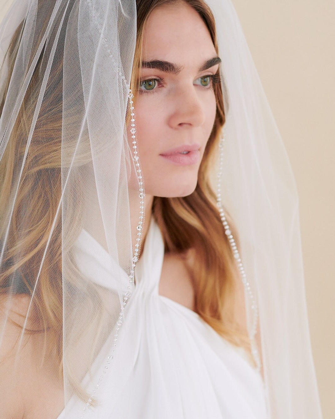 Crystal Bridal Veil Crystal Wedding Veil Crystal Edge Veil - Etsy