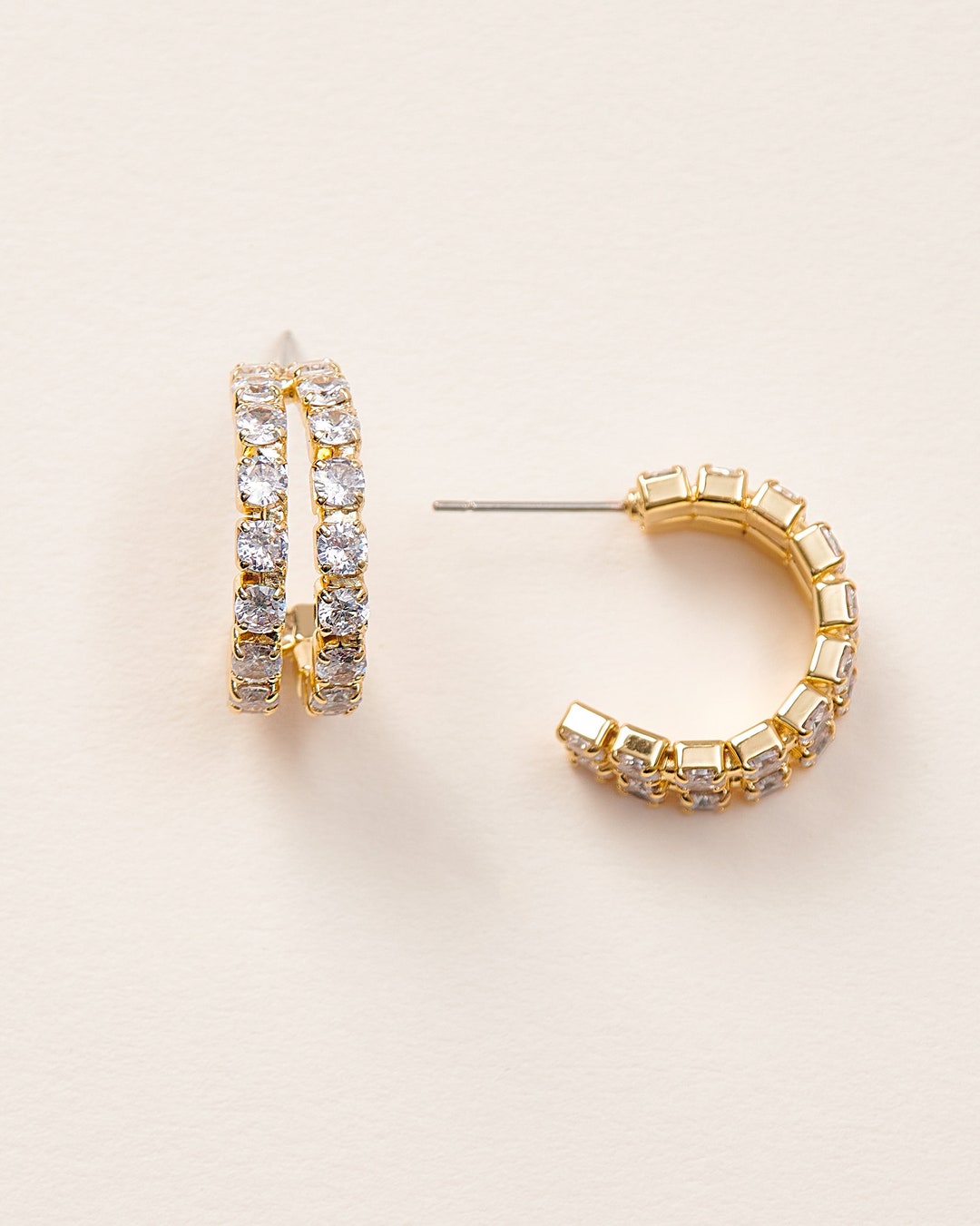 Double Gold Hoop Earrings • Gold Hoop Earrings • Silver Hoops • Silver ...