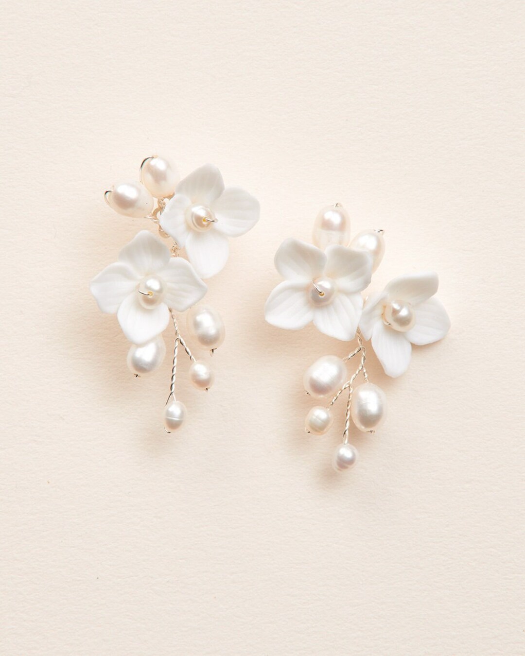 Floral Wedding Earrings Pearl Bridal Earrings Pearl - Etsy