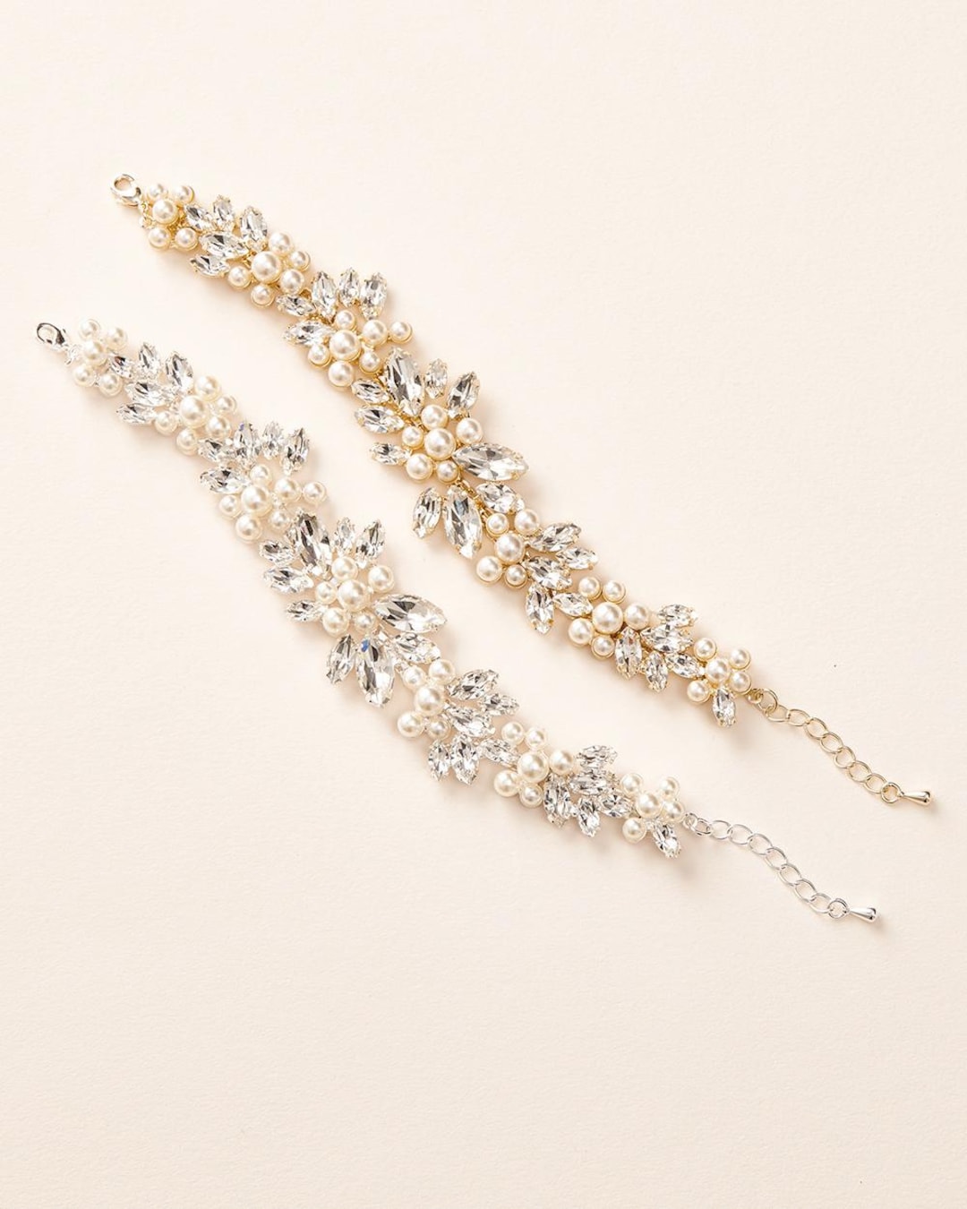 Pearl & Crystal Wedding Bracelet • Crystal Bridal Bracelet • Floral ...