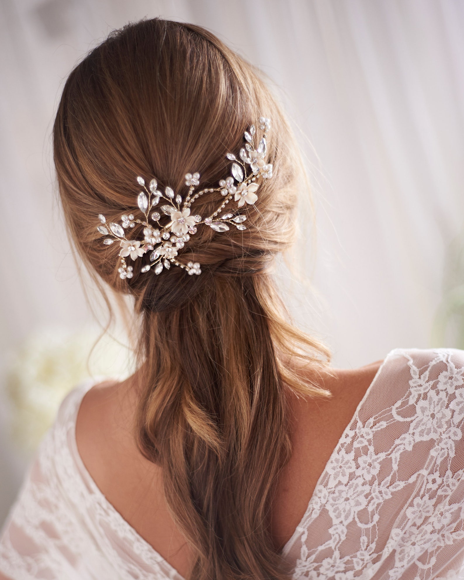 Silver Pearl and Crystal Bridal Hair Clip • Wedding Hair Accessory ...