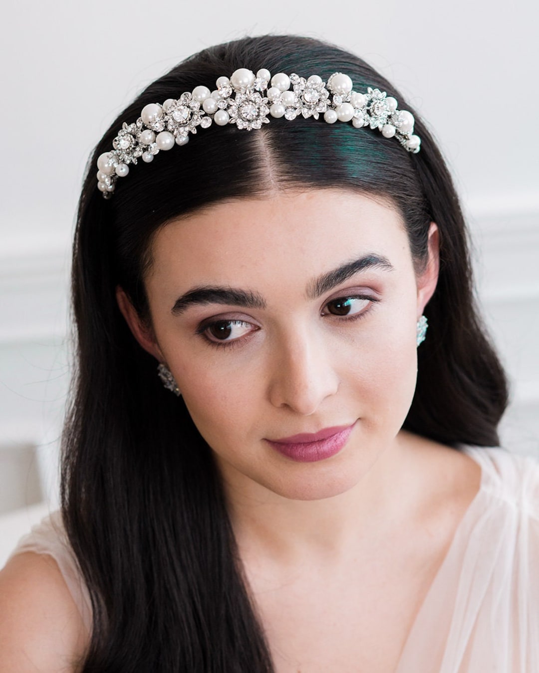 Pearl & Crystal Bridal Tiara • Pearl Wedding Tiara • Pearl Bridal Crown ...