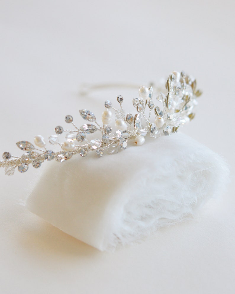 Pearl & Crystal Wedding Tiara Bridal Tiara Pearl Wedding | Etsy