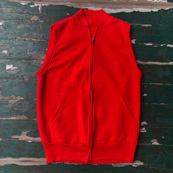 1980s Deadstock vintage red metal zip sweatshirt vest - Gem