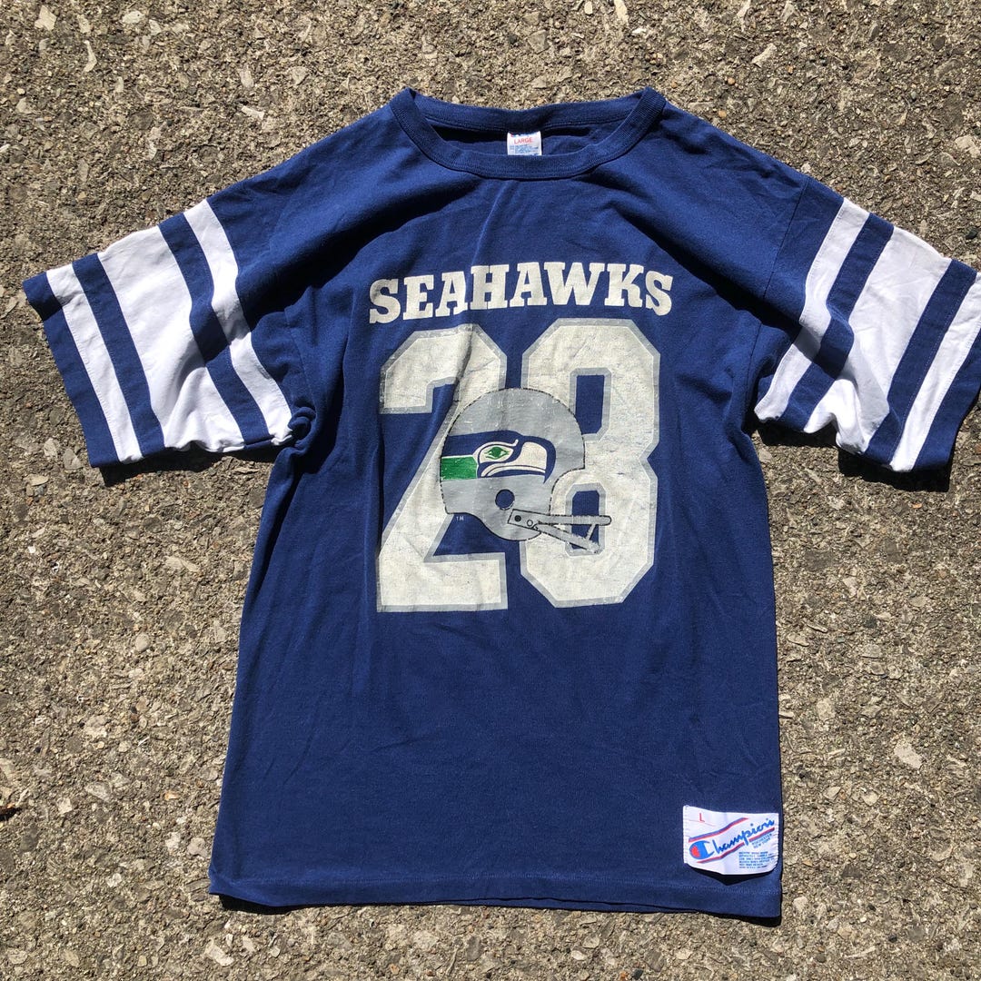 1980s Vintage Champion Seattle Seahawks Jersey Style Tee in L - Etsy