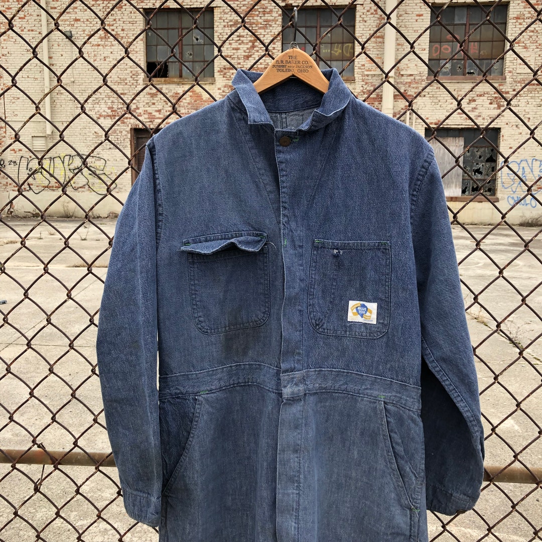 Vintage Blue Top Dark Blue Coveralls in Waist 36 - Etsy