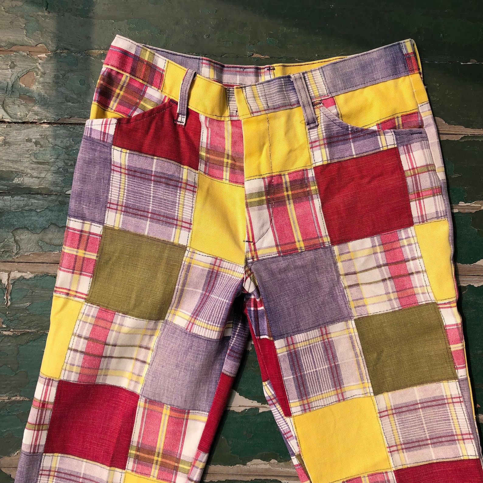 Vintage Plaid Patchwork Pants, Maybe Handmade, Cotton. Circa 1960s ...