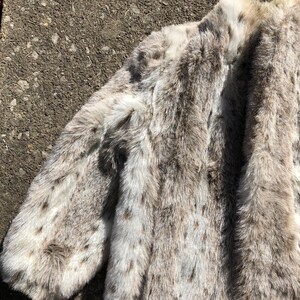 Vintage Cream and Gray Faux Fur looks Rabbit Coat Waist With Rose ...