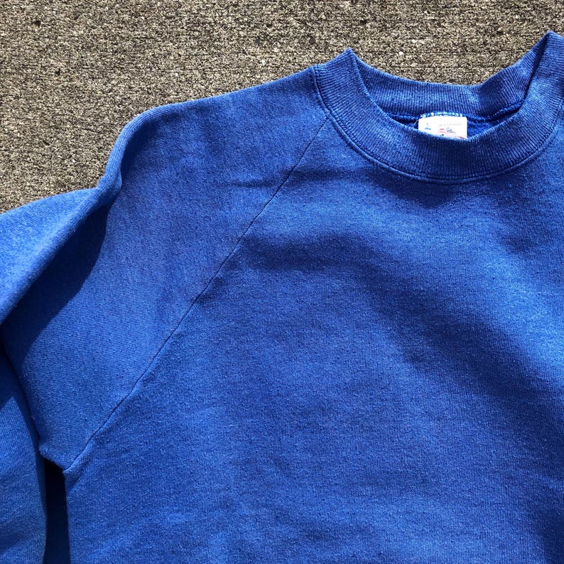 Vintage Faded Royal Blue Raglan Sweatshirt With Back Graphic - Etsy