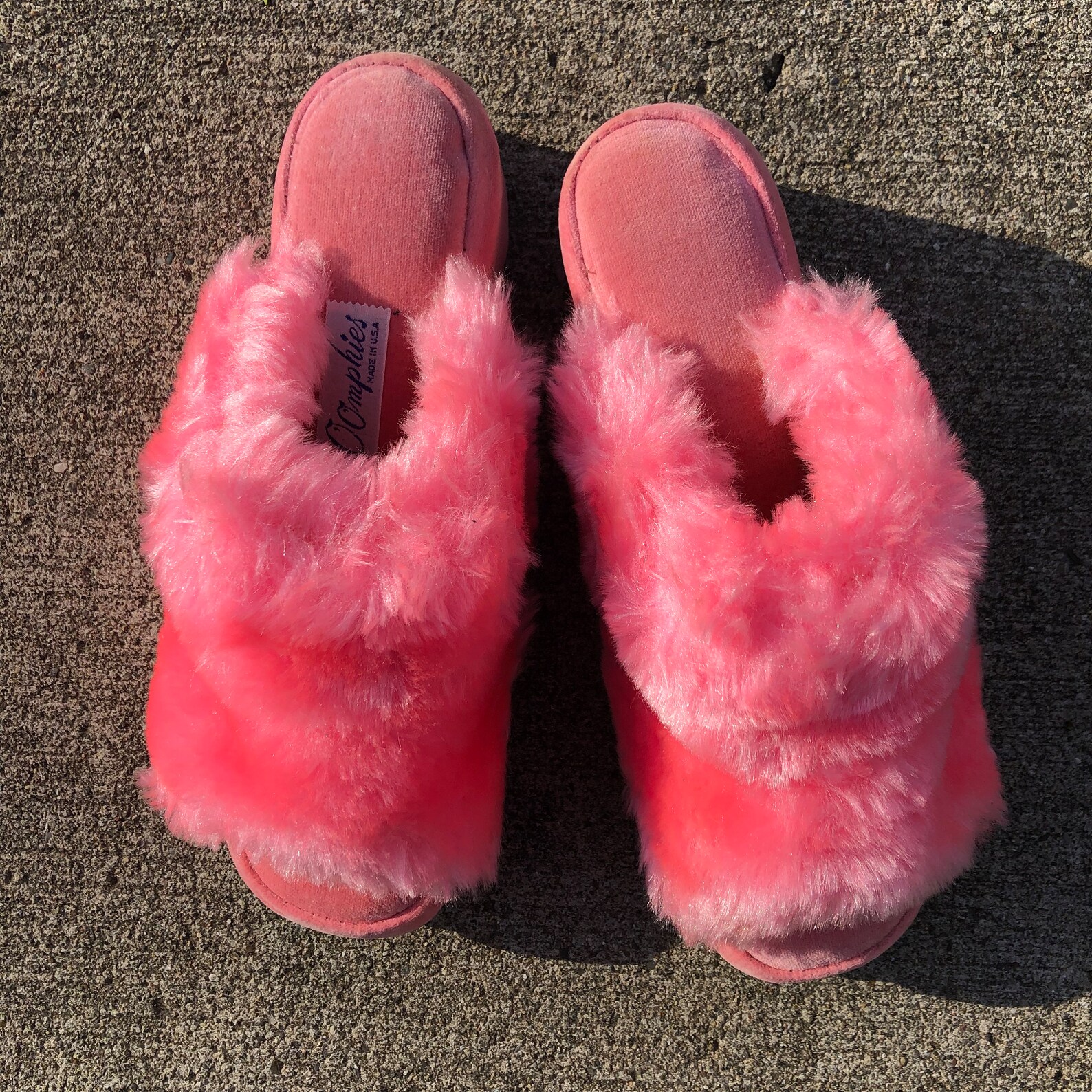 1960s Deadstock Hot Pink Fuzzy Open Toe Wedge Sandals From Oomphies - Etsy