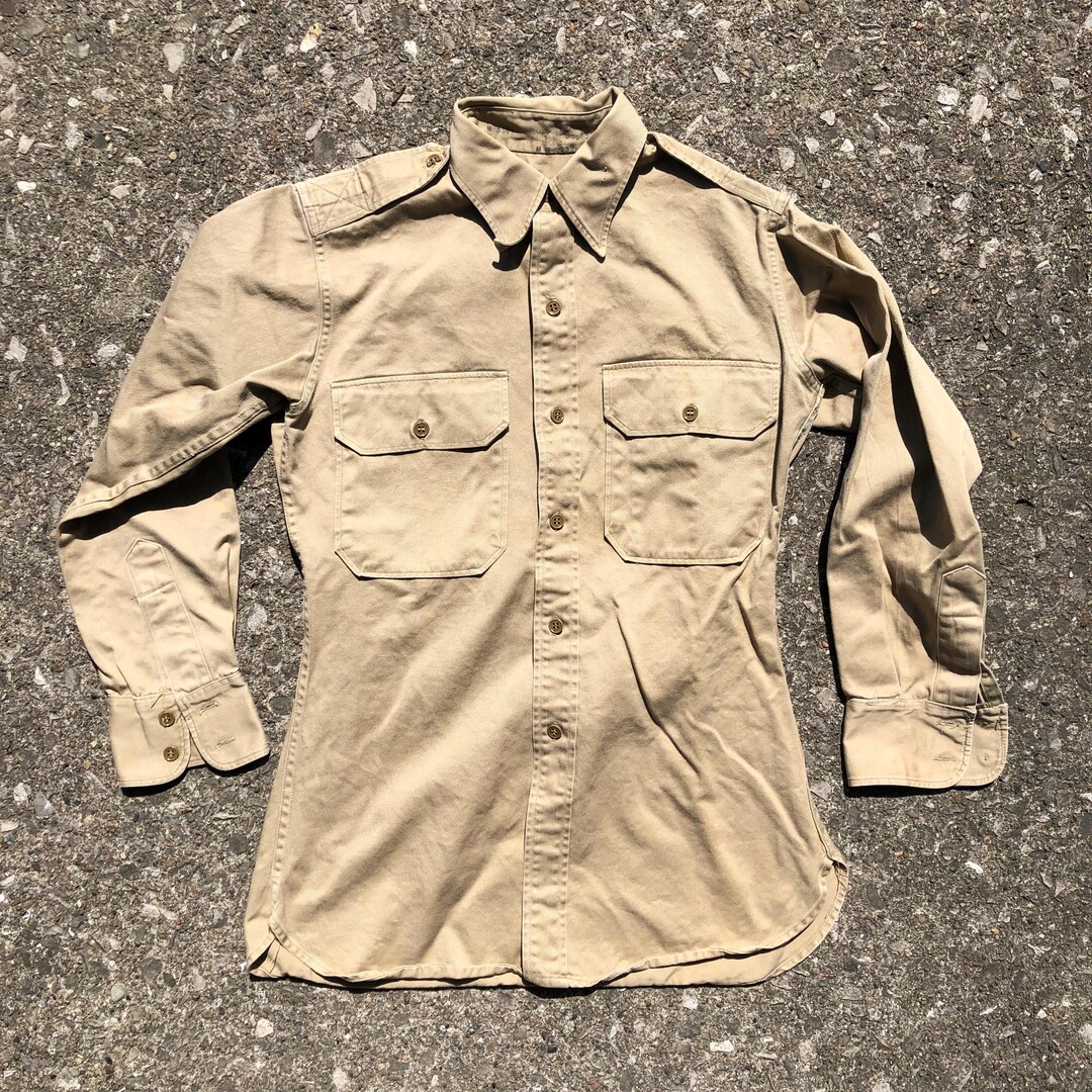 WW11 Army Military Khaki Button Up, Thick Cotton - Etsy