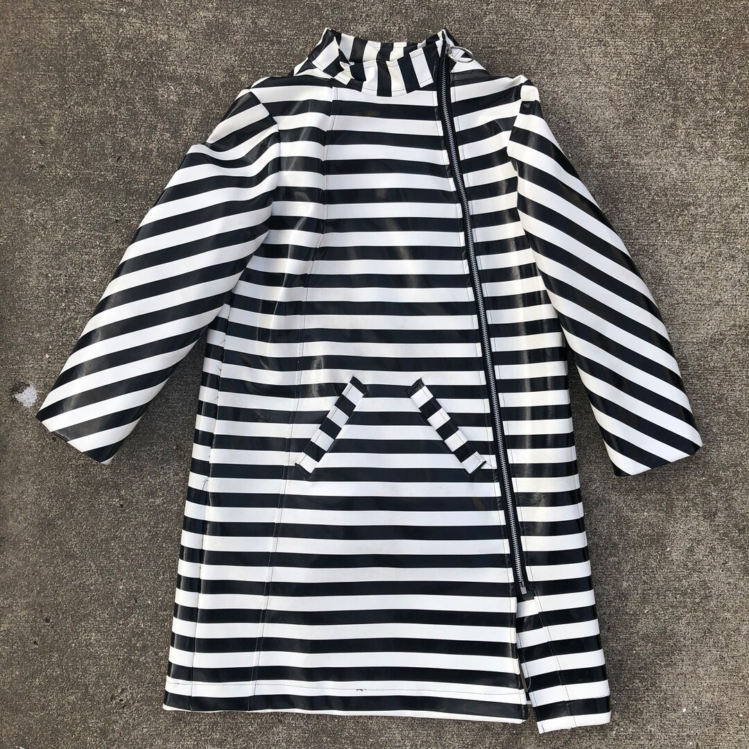 1960s Iconic Mod Vintage Striped Vinyl Jacket/dress From Debutogs - Etsy