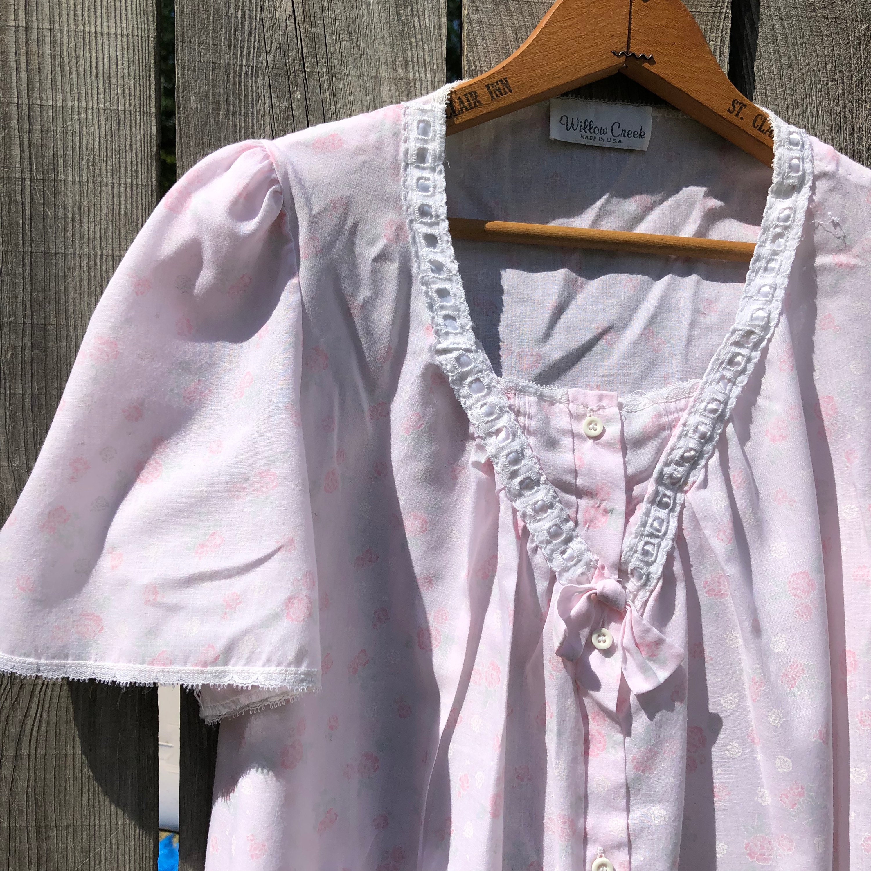 Vintage Sheer Flocked Cotton Cottage Core Blouse/sleep Top With ...